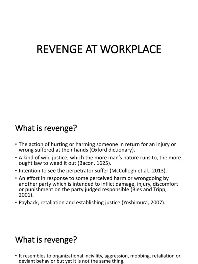 Understanding Revenge in the Workplace: A Review of Triggers, Responses ...