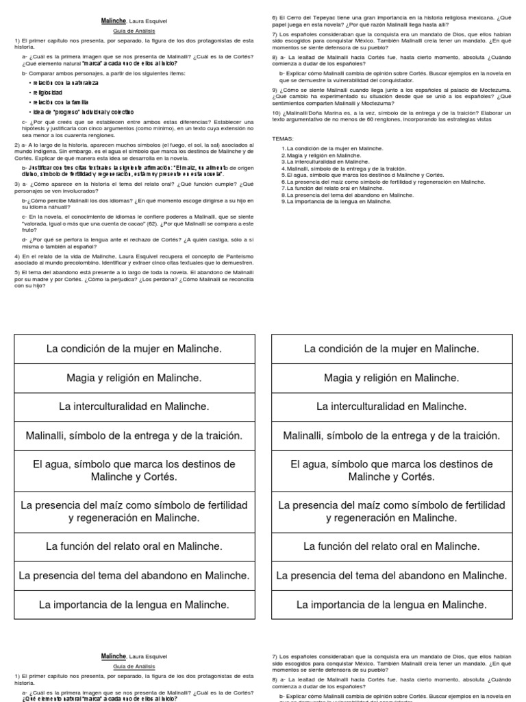 Malinche Guía de Lectura | PDF