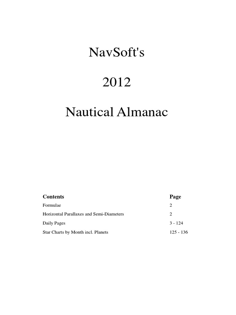 2012 Nautical Almanac | PDF | Twilight | Geography