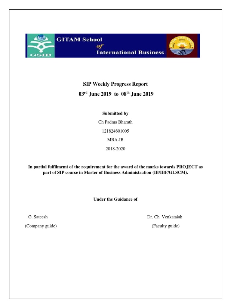 4th Week SIP Progress Report (03!06!19 To 08-06-19) | PDF | Boeing ...