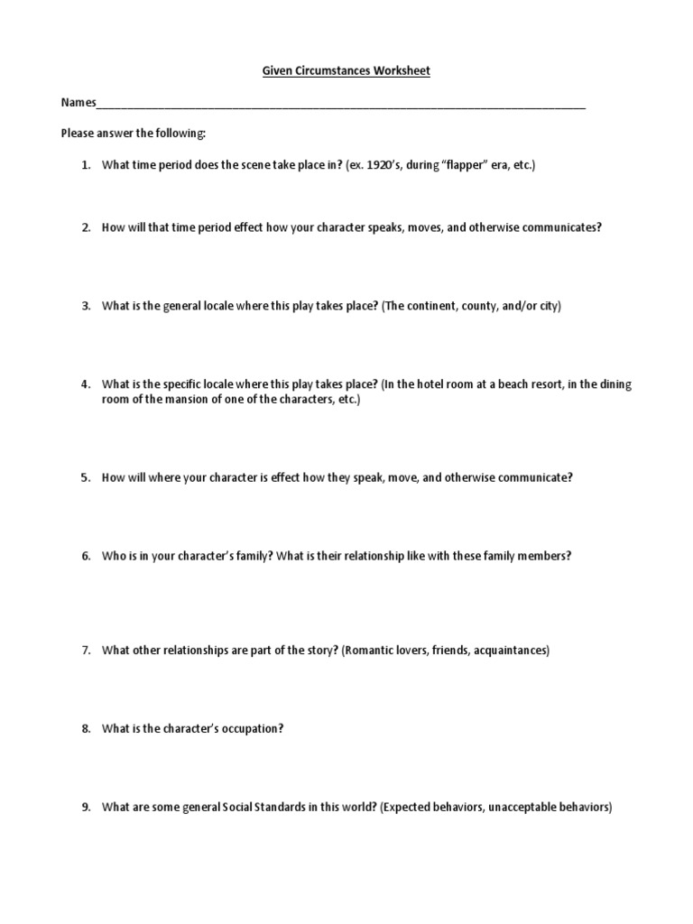 Character Analysis Worksheet | PDF