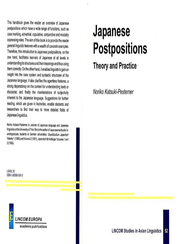 Japanese Postpositions: Theory and Practice - Noriko Katsuki-Pestemer ...
