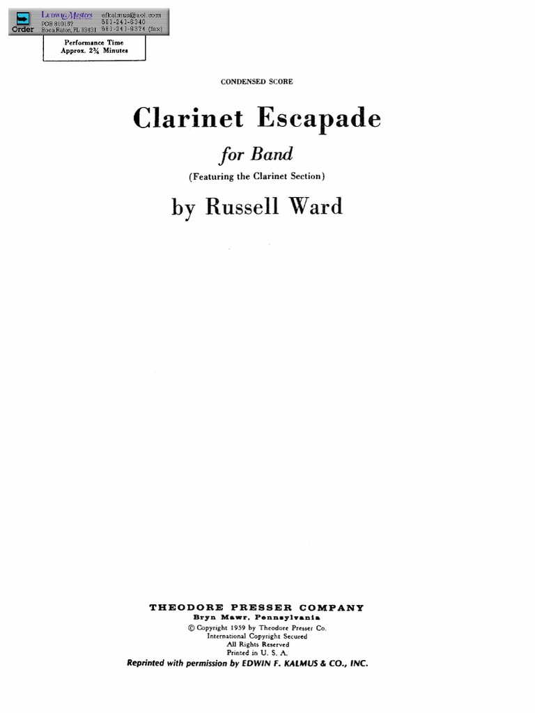 Clarinet Escapade Score PDF | PDF