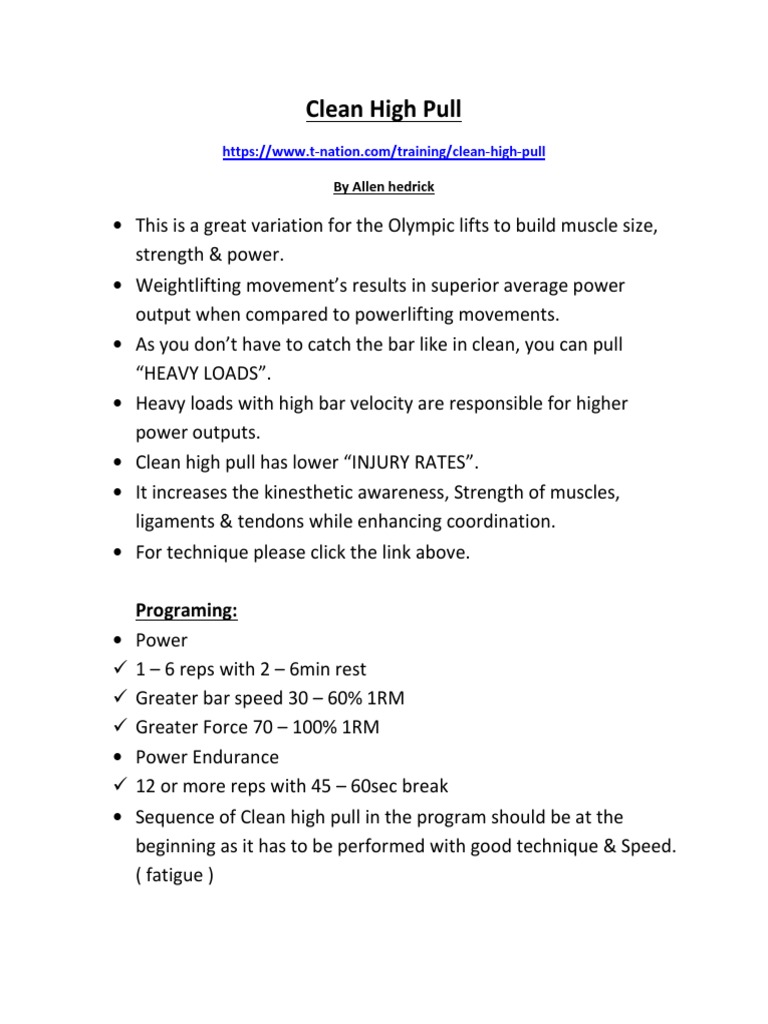Clean High Pull | PDF