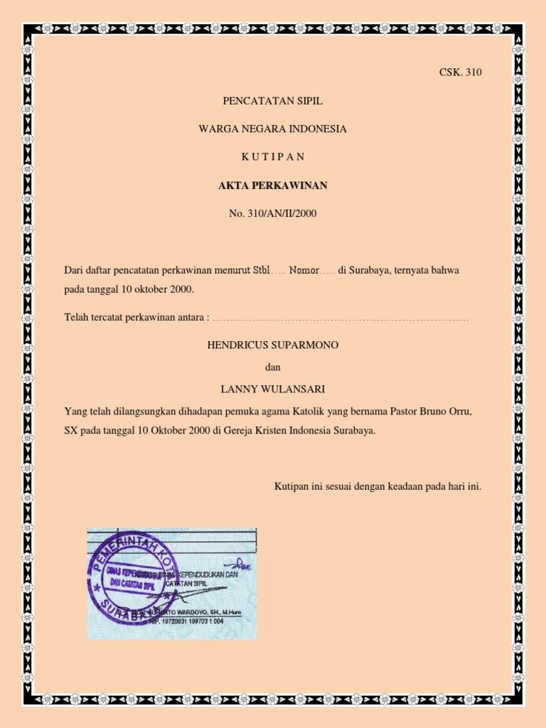 Contoh AKTA NIKAH | PDF
