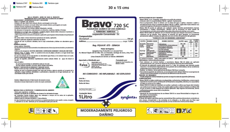 Bravo 720 SC 1 L P | PDF | Pesticida | Agua