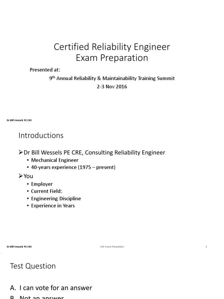Certified Reliability Engineer WRW | PDF | Reliability Engineering ...