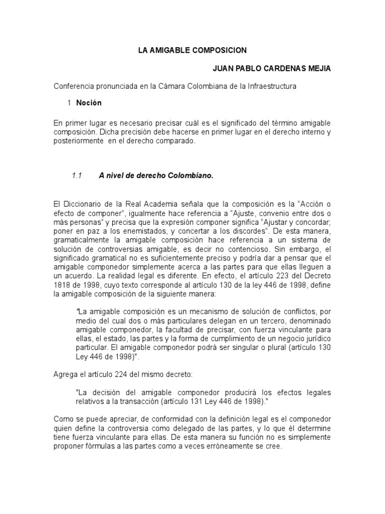 La Amigable Composicion Def | PDF | Instrumento jurídico | Jurisdicción