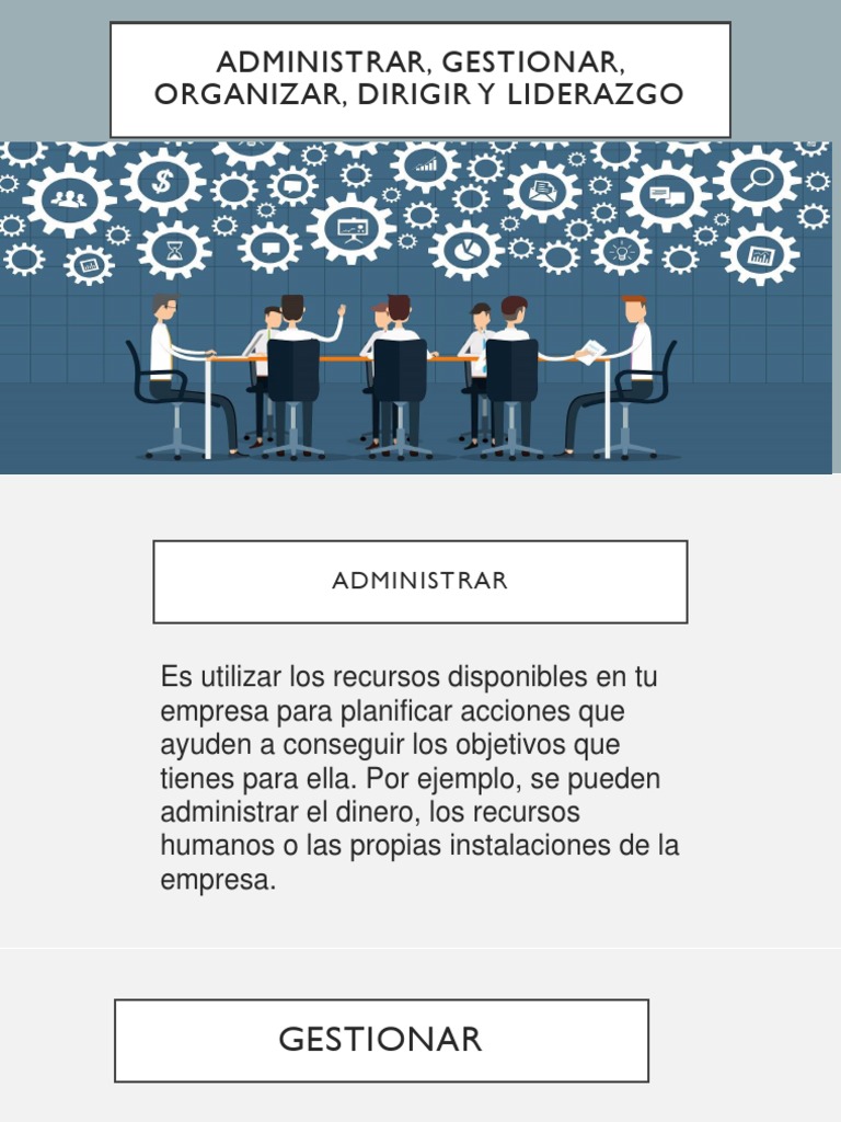 01conceptualización Administrar Gestionar Organizar y Dirigir | PDF ...