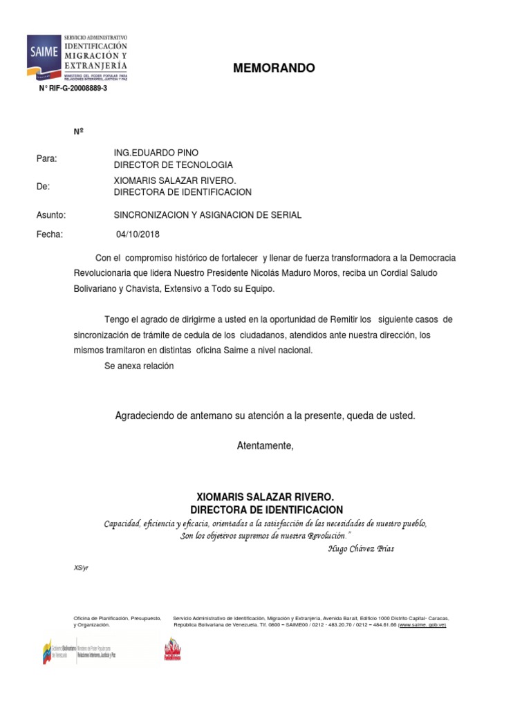 Oficios Sincronizacion Yuleidy | PDF | Hugo Chavez | Venezuela