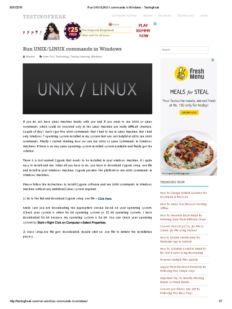 Run UNIX - LINUX Commands in Windows | PDF | Software Testing | Command ...