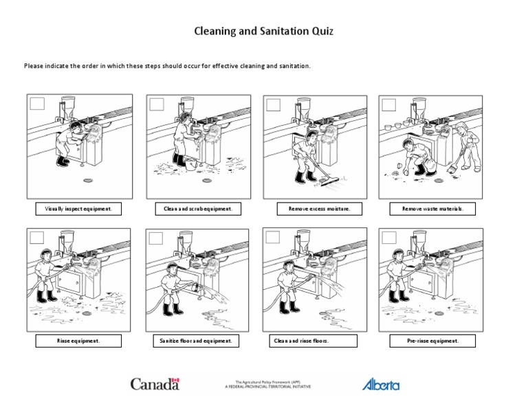 Cleaning and Sanitation Process Quiz | PDF | Hygiene | Public Health