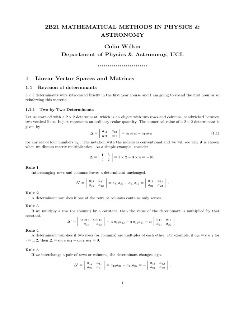 2B21 Mathematical Methods in Physics & Astronomy Colin Wilkin ...