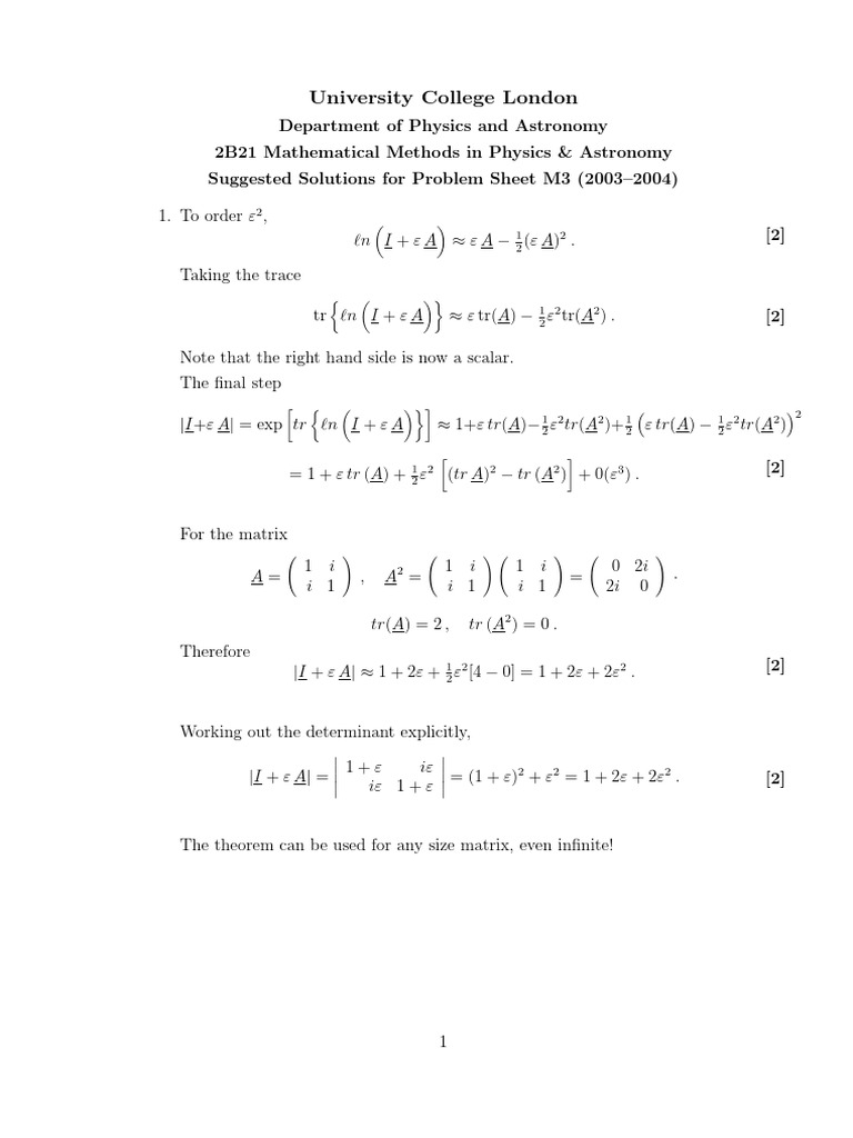 University College London | PDF | Eigenvalues And Eigenvectors | Functions And Mappings