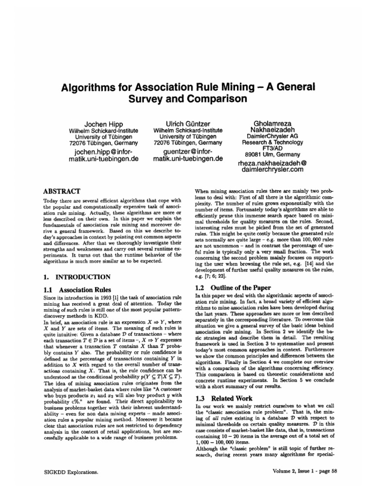 Algorithms For Association Rule Mining - A General Survey and Comparison | PDF | Data ...