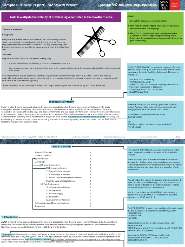 Sample Text 2 Business Report The Stylish Report PDF | PDF | Supply ...