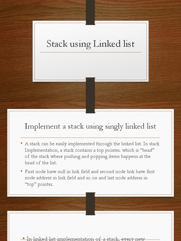 Implementing A Stack Using A Singly Linked List Pdf Computer