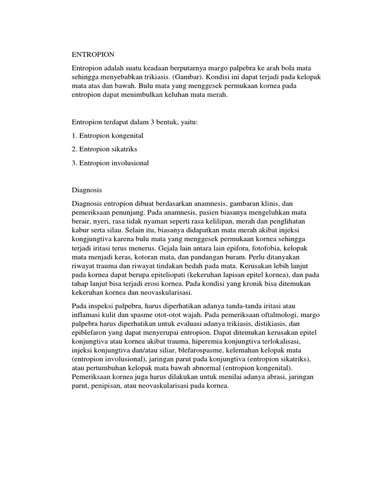 Diagnosis dan Tes Entropion Mata | PDF