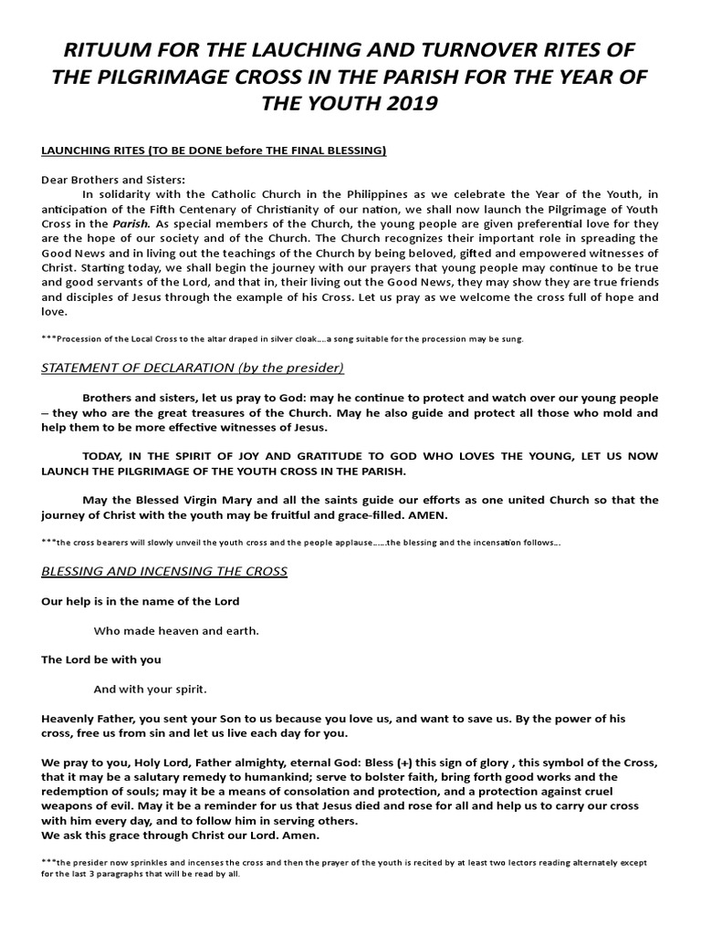 Rituum For The Lauching and Turnover Rites of The Pilgrimage Cross 2019 ...