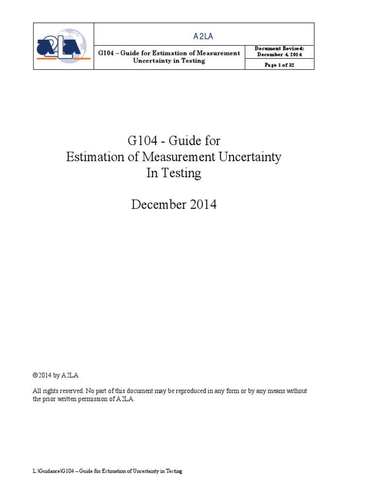 A2la G104 - 2014 PDF | PDF | Accuracy And Precision | Standard Deviation