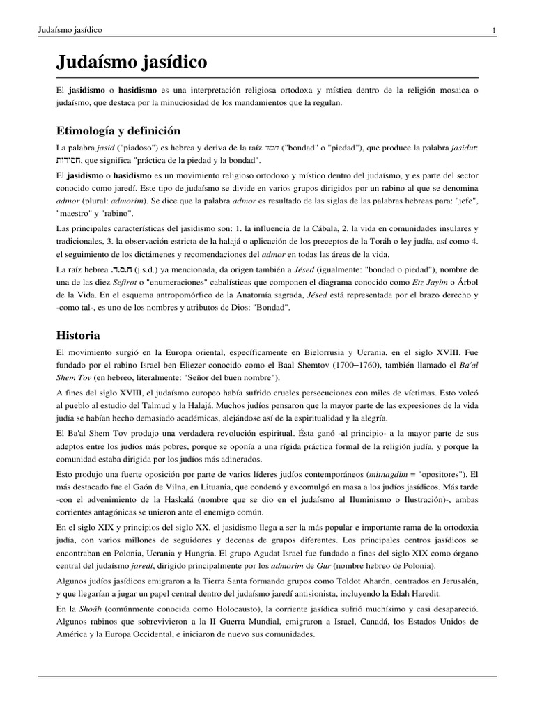 Judaísmo Jasídico o Piadoso - WKPD | PDF | Judaísmo jasídico | Judios y ...
