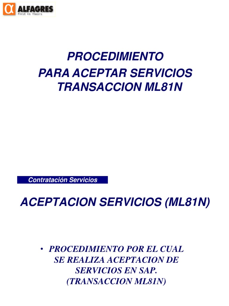Procedimiento para aceptar y anular servicios en SAP (Transacción ML81N ...