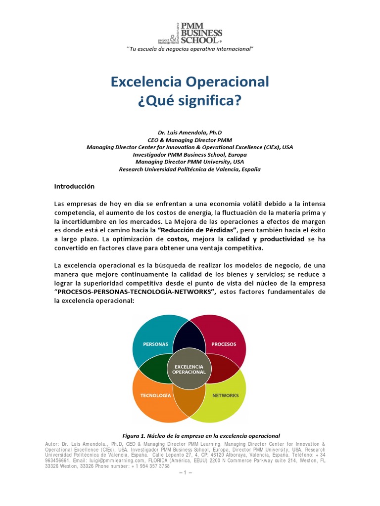 Que és la Excelencia operacional. | Economias | Business