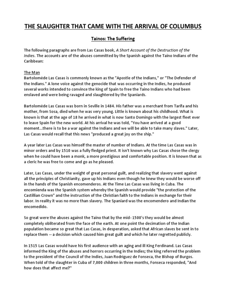 The Slaughter That Came With The Arrival of Columbus | PDF