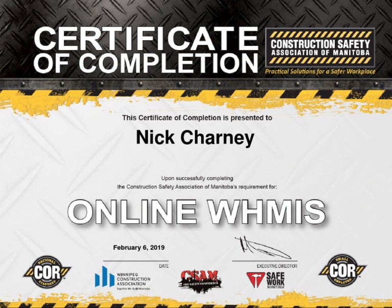 Whmis Certificate | PDF