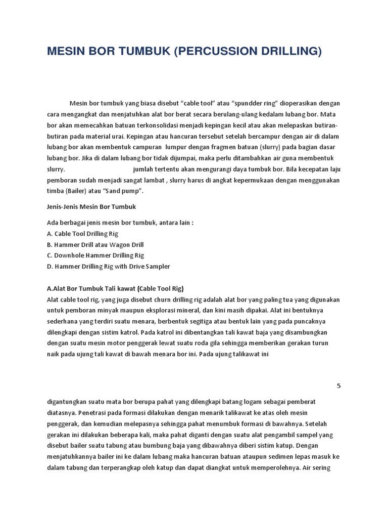 Jenis-jenis Mesin Bor Tumbuk | PDF