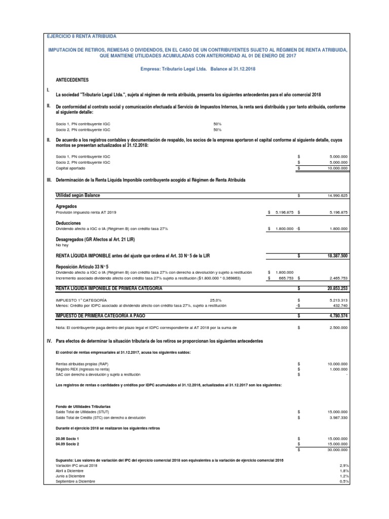 Ejercicio 8 F22 GC | Descargar gratis PDF | Dividendo | Impuestos