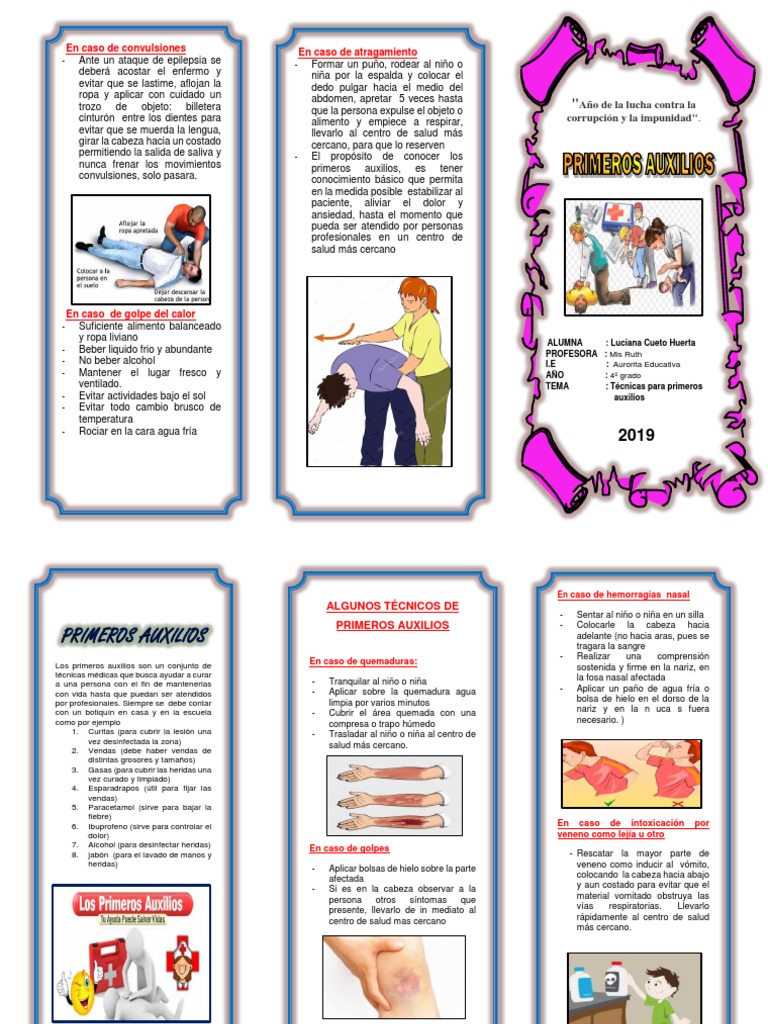 Primeros Auxilios Triptico | PDF | Lavado de manos | Especialidades Medicas