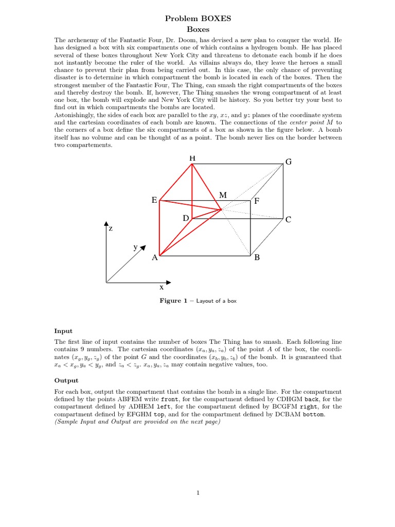 Problem BOXES Boxes: Layout of A Box | Download Free PDF | Cartesian ...