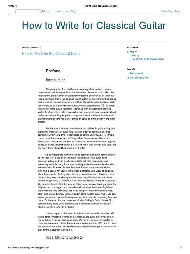 Writing for Classical Guitar Guide | PDF | Harmony | String Instruments
