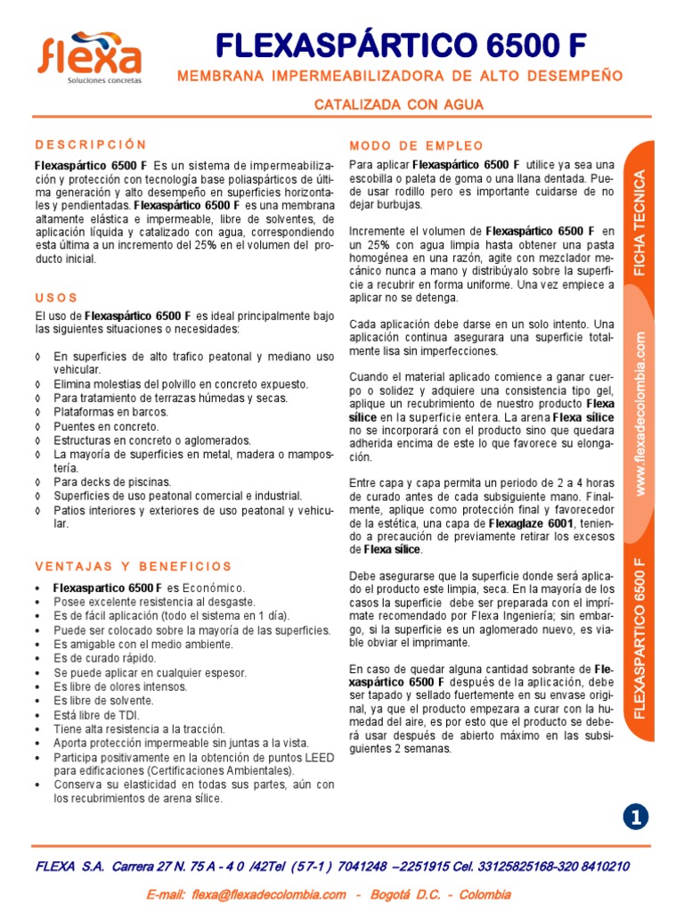 Flex Aspartic o 6500 F | PDF | Agua | Hormigón