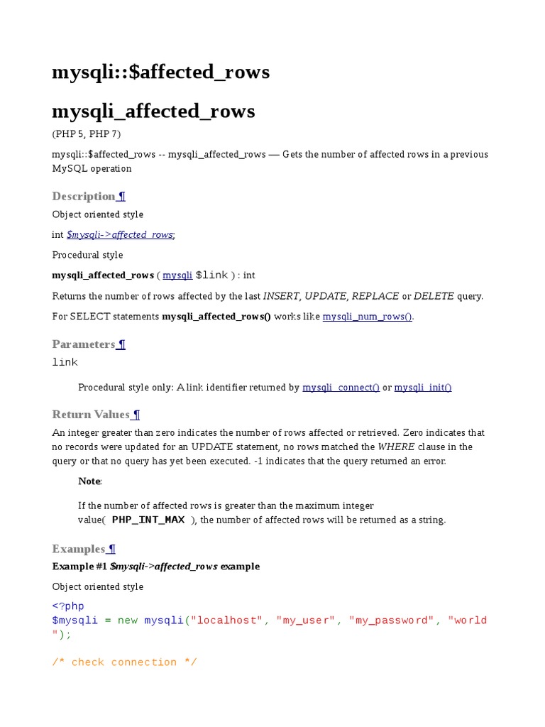 Mysqli Affected Rows Help Pdf Computer Data Software