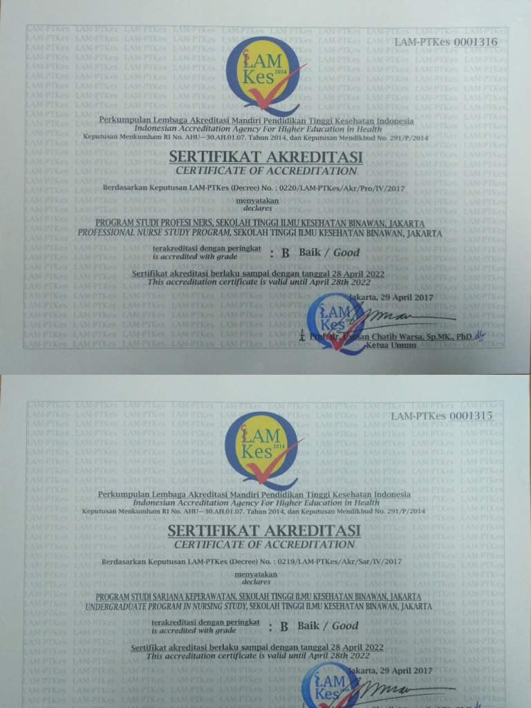 Sertifikat Akreditasi Prodi N Kampus Binawan PDF | PDF