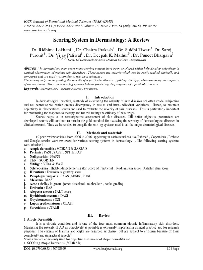 Scoring System of Dermatology | PDF | Systemic Lupus Erythematosus ...