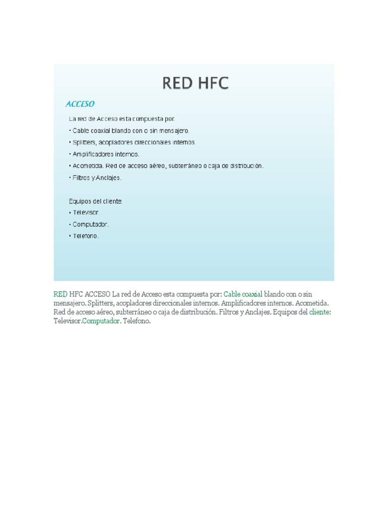 Red HFC Hibrida Fibra y Coaxial | PDF | Filtro electronico | Televisión