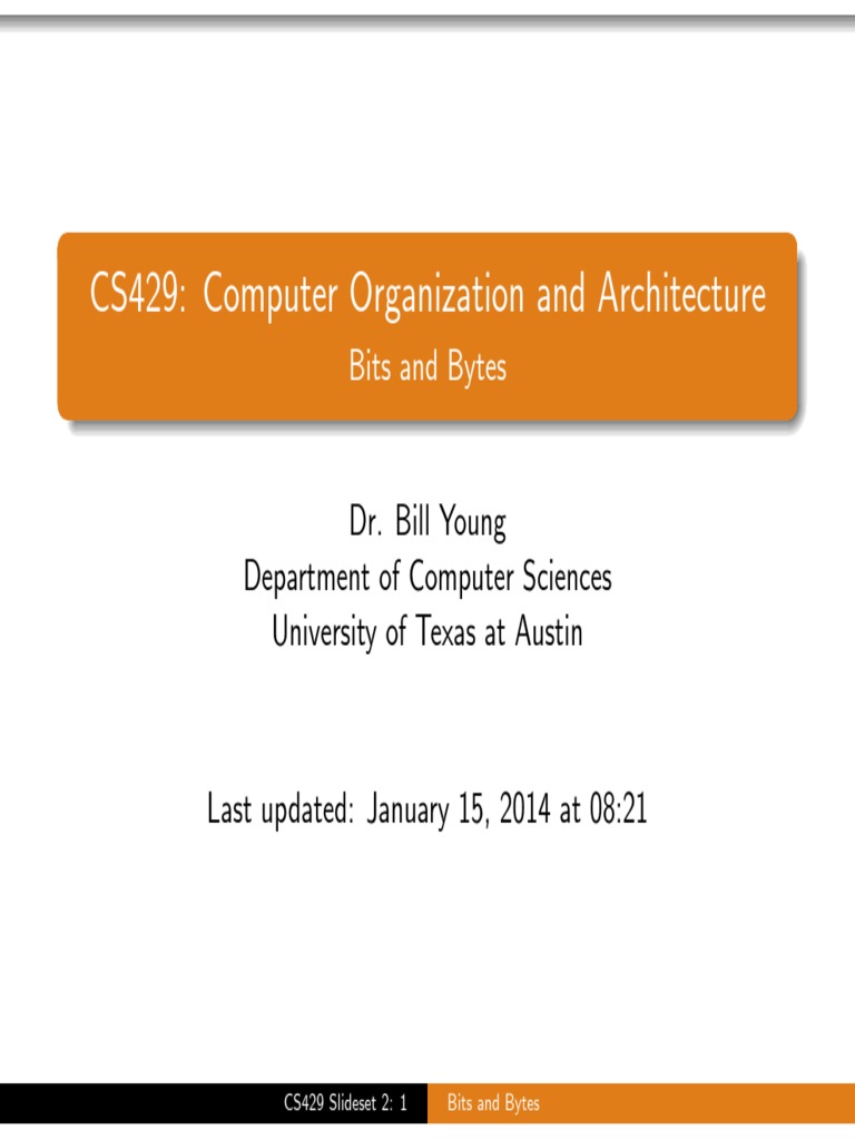 CS429: Understanding Bits and Bytes | PDF | 64 Bit Computing | Byte