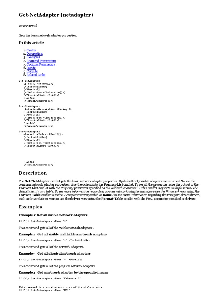 Get Netadapter Netadapter Tutorial Pdf Parameter Computer Programming Network
