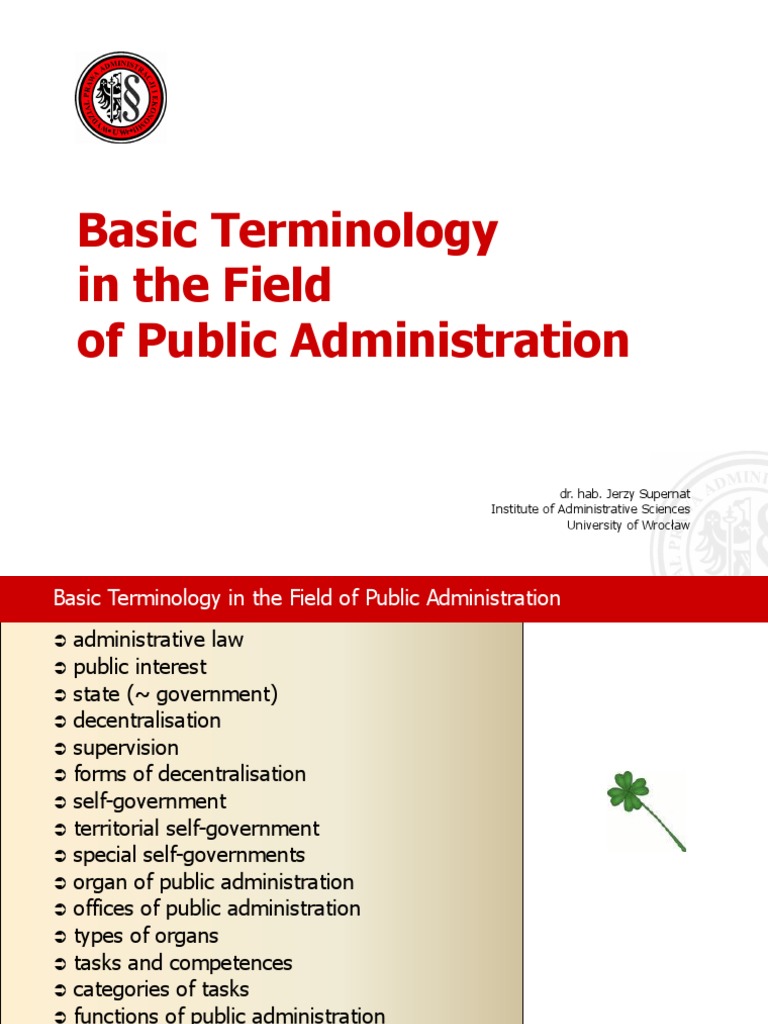 Basic Terminology in The Field of Public Administration | PDF ...