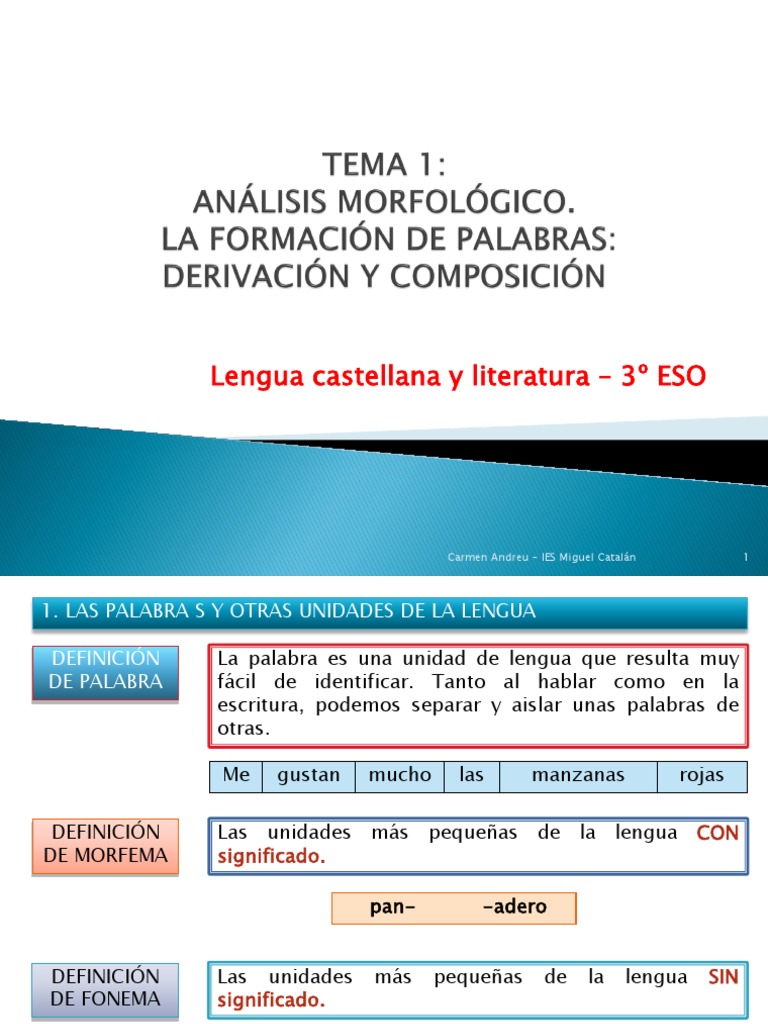 Morfología y formación de palabras en español | PDF | Palabra | Numero ...