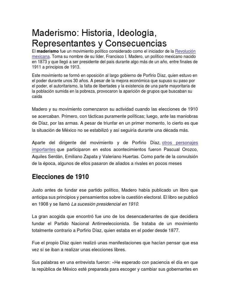 Maderismo | PDF | Formas de gobierno | Elecciones