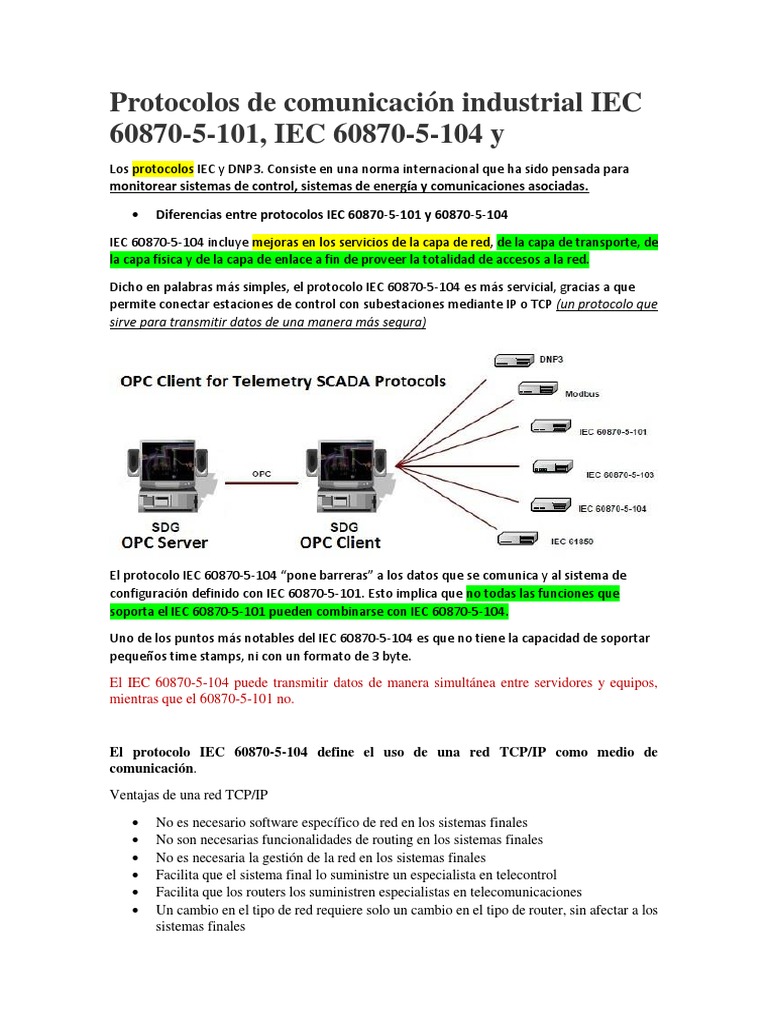 Comparativa de protocolos IEC 101 y 104 | PDF | Red de computadoras ...