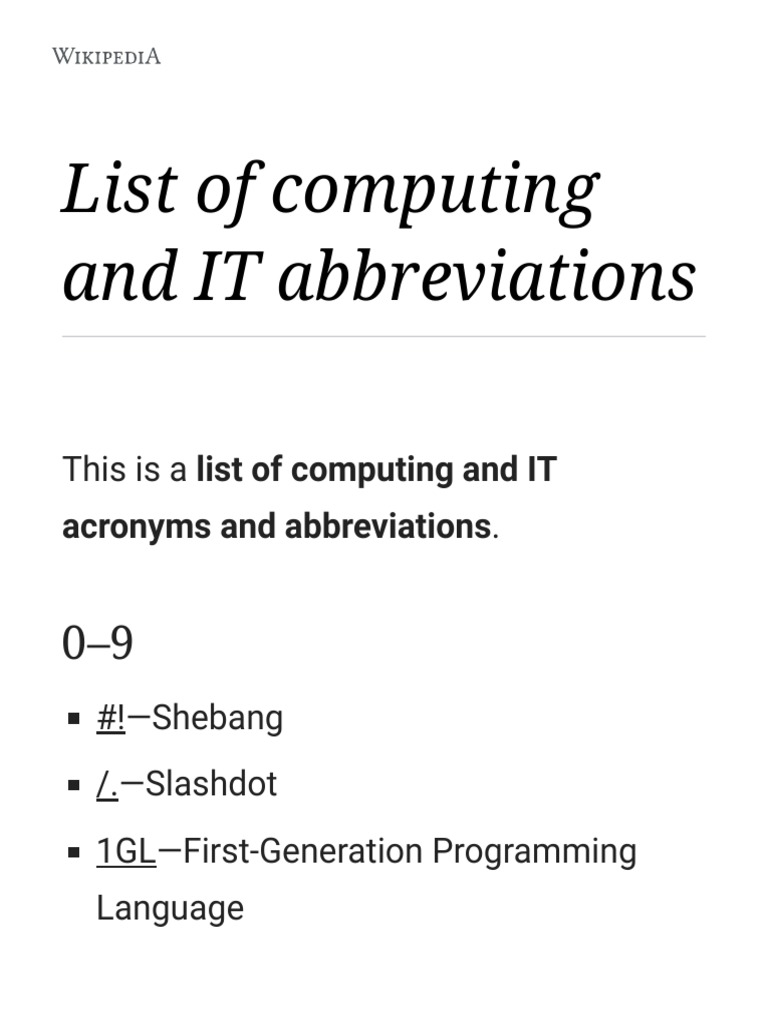 List of Computing and IT Abbreviations - Wikipedia | PDF | Internet ...