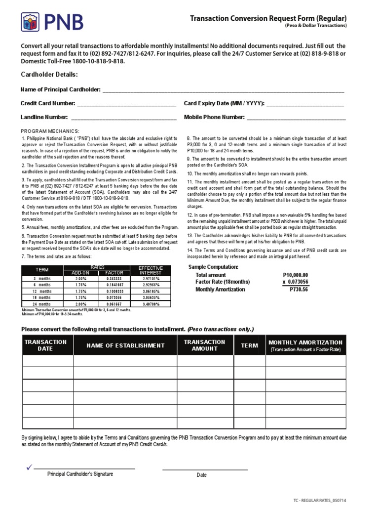 Transaction Conversion Form | PDF | Credit Card | Financial Transaction