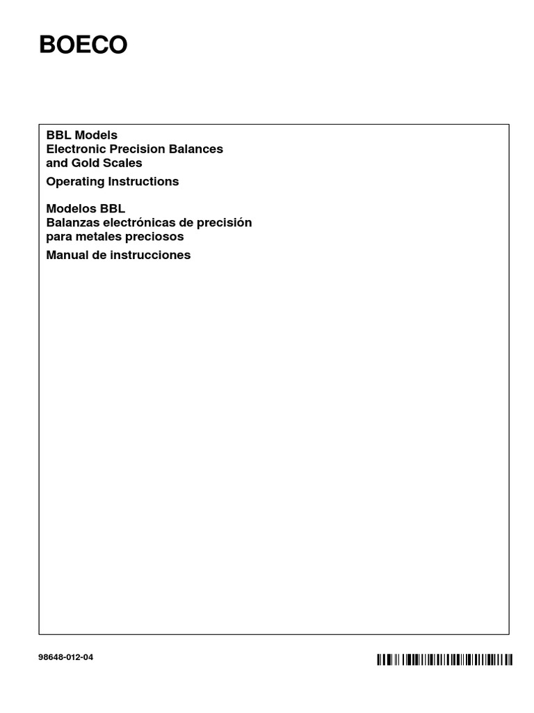 BOECO BBL Manual PDF | PDF | Weight | Calibration
