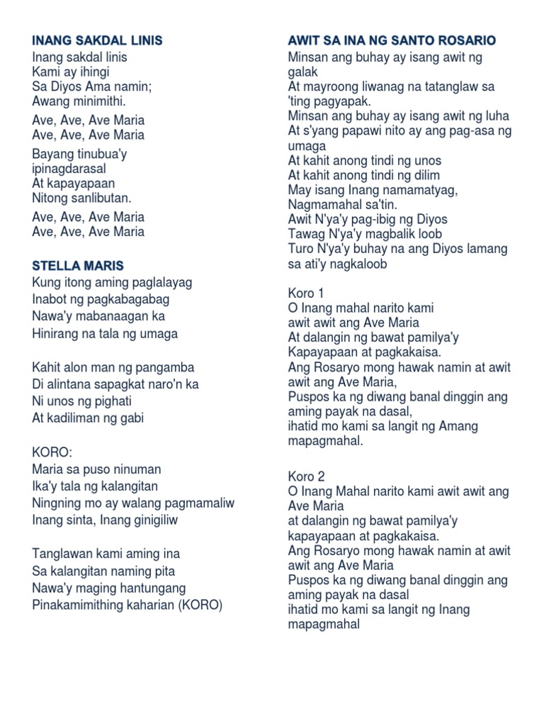 Mama Mary's Song Lyrics | PDF