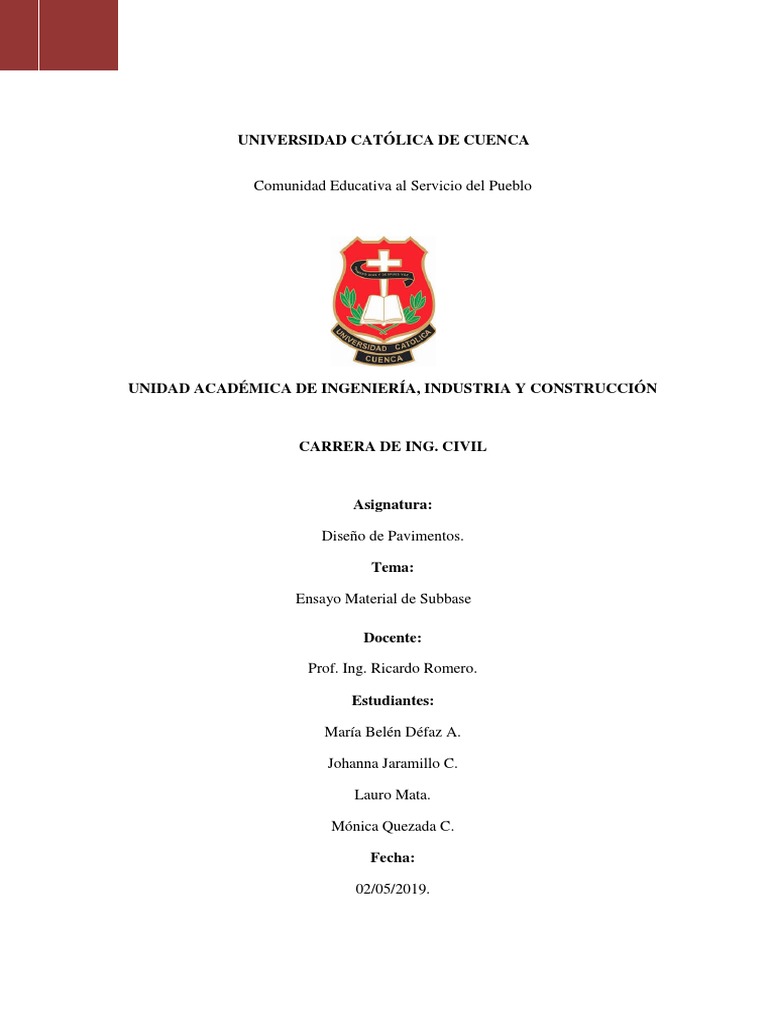 Ensayo Subbase | PDF | Aluminio | Materiales